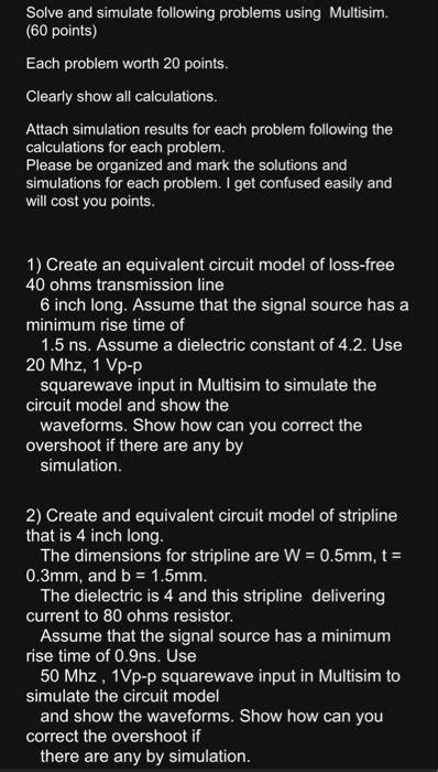 Solved Solve And Simulate Following Problems Using Multisim