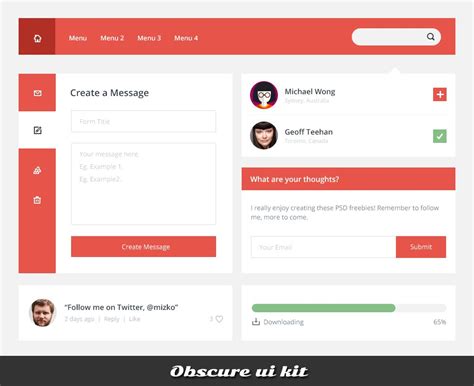Download Free Obscure UI Kit PSD