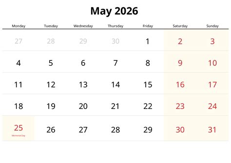 May 2026 Calendar Printable