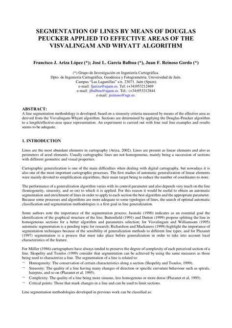 pdf segmentation of lines by means of douglas peucker applied to