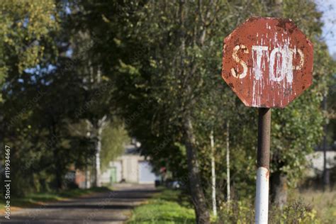 Vintage Old Rusty Road Sign Consumed By The Time Stock Photo Adobe Stock