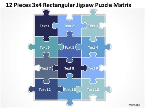 12 Pieces 3x4 Rectangular Jigsaw Puzzle Matrix Powerpoint Templates 0812 Powerpoint