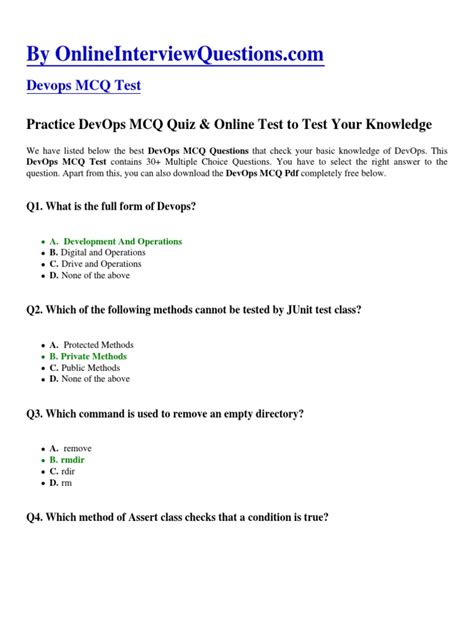 Devops Mcq Pdf Agile Software Development Technology Development