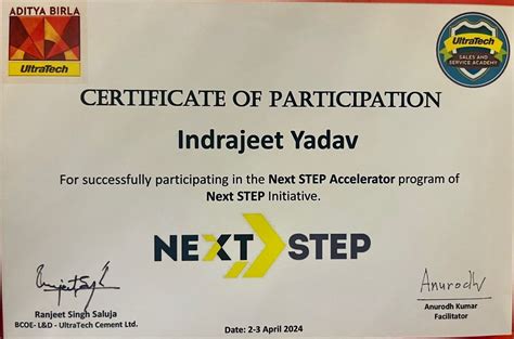 indrajeet yadav on linkedin completed next step acceleration training