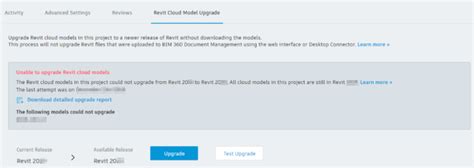 Unable To Upgrade Revit Cloud Models Appears For A Cloud Model Upgrade On Bim 360 But The