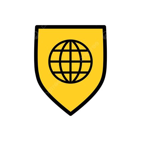 Vector Illustration Of A Shield Icon Featuring A World Globe Isolated On A White Background