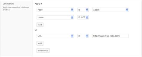 using conditionals for sorting apply nsp code