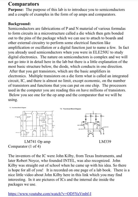 Solved Comparators Purpose The Purpose Of This La And A Chegg Com