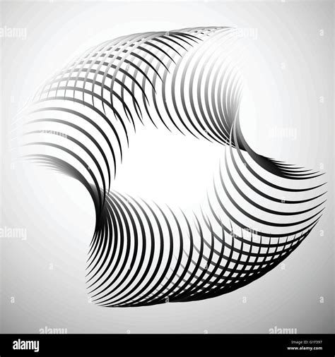 Abstract Element With Intersecting Curved Lines Grayscale Geometric