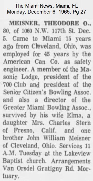 Theodore O “ted” Meisner 1885 1965 Mémorial Find A Grave