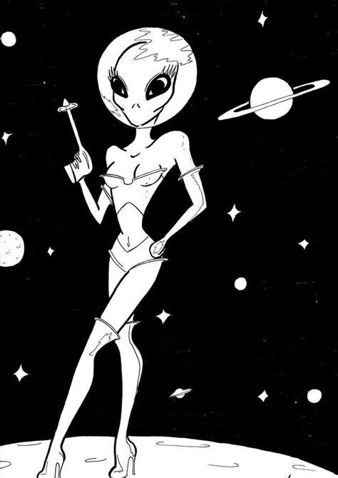 Space Alien PinUp By Karensmartin20 On DeviantArt Alien Drawings Alien Art Space Aliens