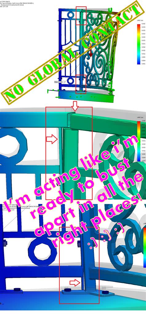 Curved Balcony Solidworks Simulation No Penetration Displacement Plot