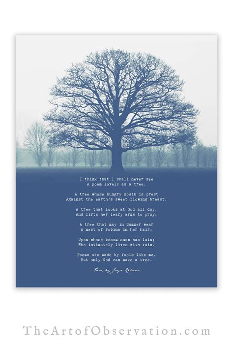 Trees Joyce Kilmer Poem Wall Art Print Living Room Art I Etsy
