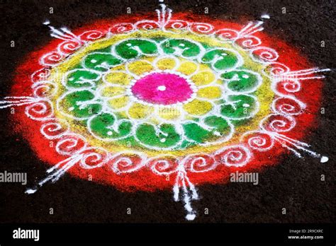 Colourful Rangoli Design Is An Art Form Made During Using Powder