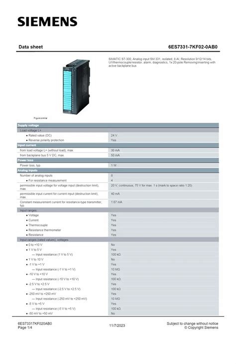 Siemens 6es7 331 7kf02 0ab0 S7 300 Analog Input 8 Ai At ₹ 65500 Piece Nikol Ahmedabad Id