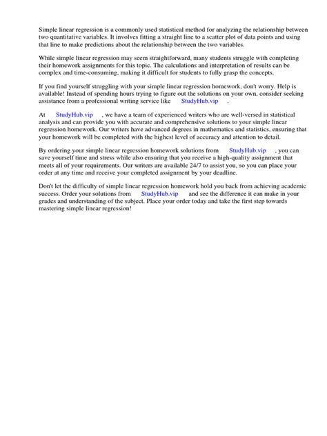 Simple Linear Regression Homework Solutions Pdf Linear Regression
