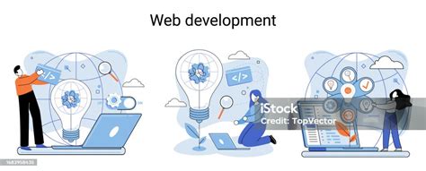 Web Development Coding And Programming Creation Digital Software Mobile Desktop Platforms Stok