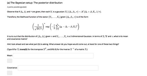 solved the bayesian setup the posterior distribution points possible