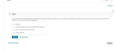 Solved Constantspart A Induced Current In This Coil As The