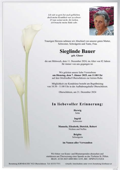 Sterbefälle Bestattung Kirnbauer