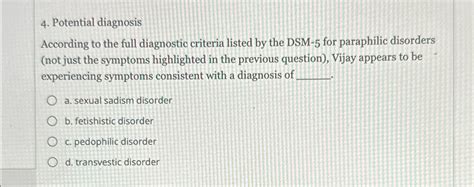 Solved Potential DiagnosisAccording To The Full Diagnostic Chegg Com
