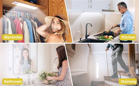 YELUFT Motion Sensor Rechargeable Cupboard Light LED Wardrobe Light Color Temperature