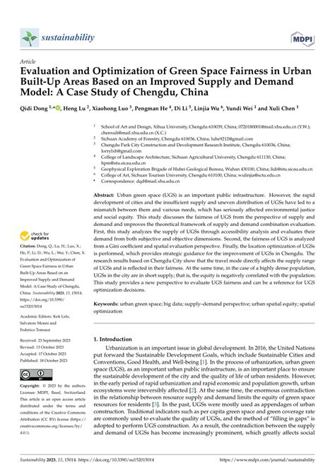 Pdf Evaluation And Optimization Of Green Space Fairness In Urban