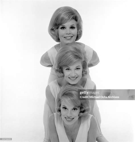 The Mcguire Sisters Christine Phyllis And Dorothy Pose For A News