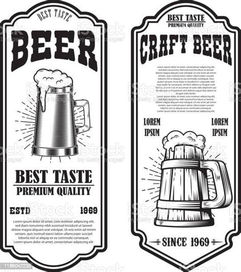 맥주 머그잔 일러스트가 있는 맥주 전단지 세트 포스터 배너 기호 엠블럼에 대한 디자인 요소 벡터 일러스트레이션 0명에 대한 스톡 벡터 아트 및 기타 이미지 Istock