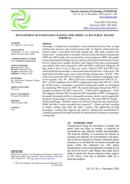 Development Of Passengers Waiting Time Model At Bus Public Transit Terminal Pdf Rail Travel