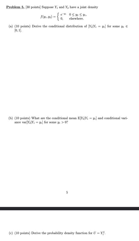 Solved Problem 5 30 Points] Suppose Yį And Y2 Have A Joint