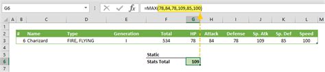 excel max function