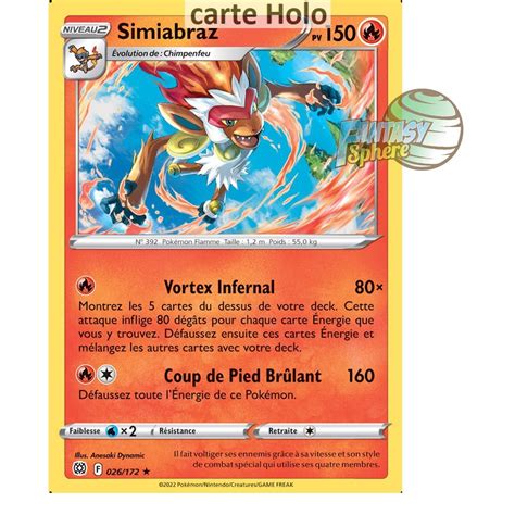 Simiabraz Holo Rare 26172 Epee Et Bouclier 9 Stars Etincelantes Fantasy Sphere