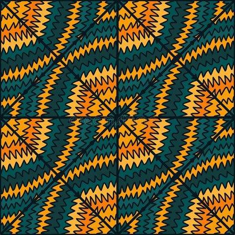 Abstract Wave Seamless Pattern In Doodle Style Hand Drawn Zig Zag Lines Mosaic Ornament Stock