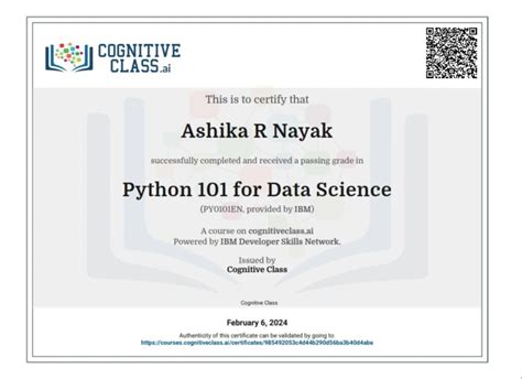 Ibmcertification Ibmskillsbuild Ibmdatascience Ibm Cognitiveclass Ashika R Nayak