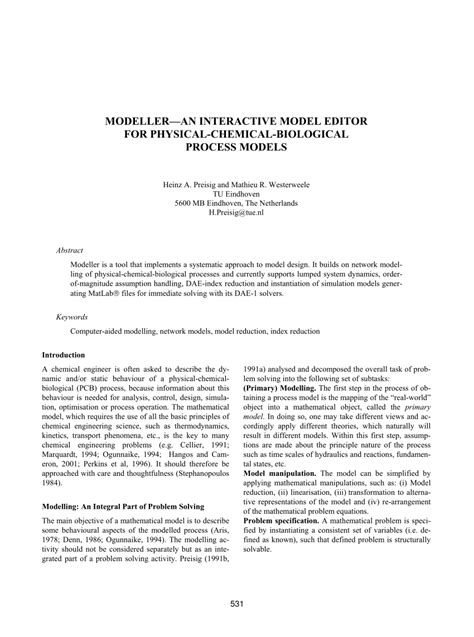 Pdf Modeller—an Interactive Model Editor For Physical Chemical Biological Process Models