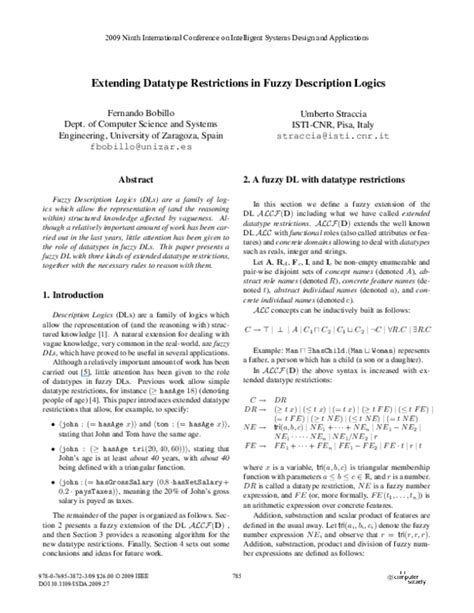 Pdf Extending Datatype Restrictions In Fuzzy Description Logics