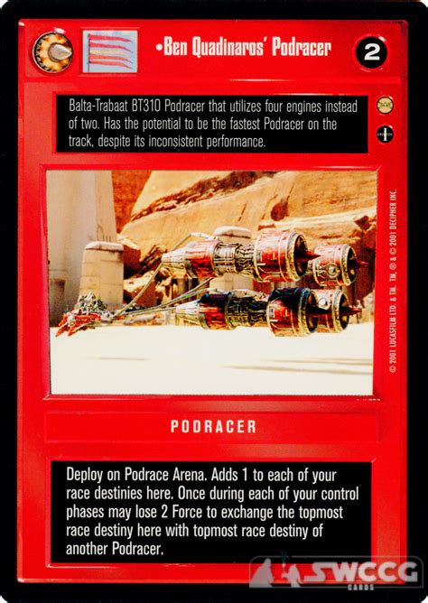 Ben Quadinaros Podracer Swccg Cards