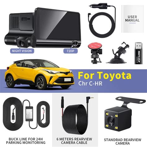 Car Dvr 3 Cameras Lens 40 Inch 1080p Dash Draadloos For Toyota Chr C Hr 1996 1997 1998 1999