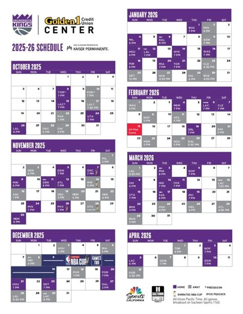 Sacramento Kings Release 2025 26 Regular Season Schedule