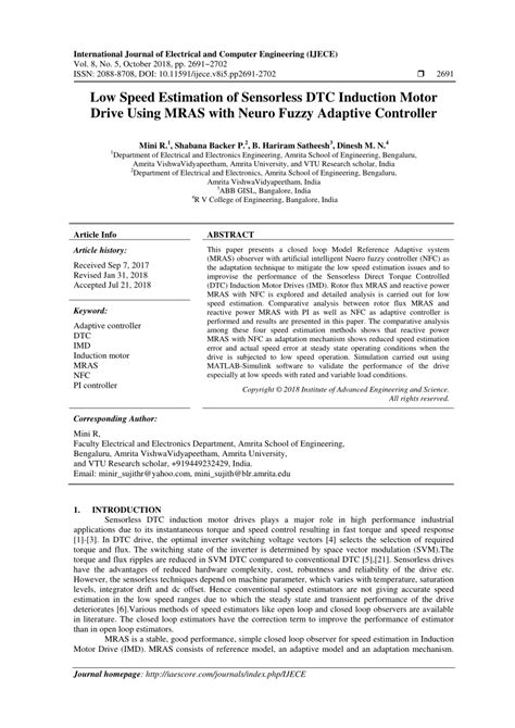 Pdf Low Speed Estimation Of Sensorless Dtc Induction Motor Drive