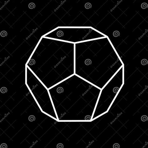 Dodecaedro Blanco Lineal Sobre Fondo Negro Para Diseño O Logotipo De