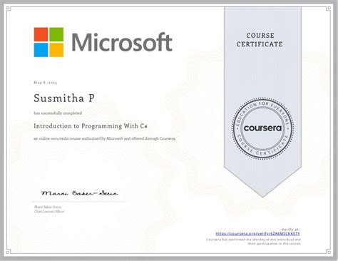 Csharp Programming Microsoft Coursera Learning Softwaredevelopment Susmitha P