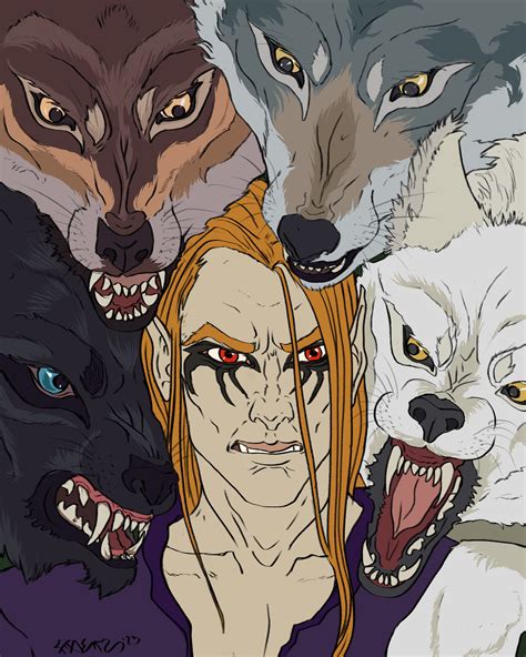 Anime Wolves Fighting