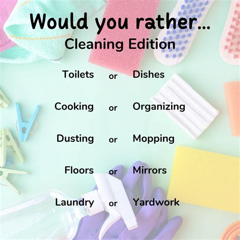 Would You Rather Game Cleaning Edition Cleaning Games For Adults