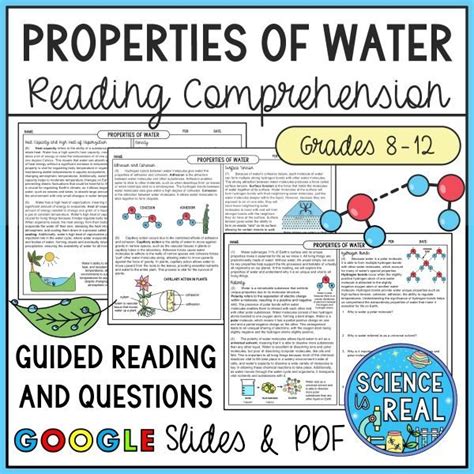 Properties Of Water Reading Comprehension Worksheets Science Is Real