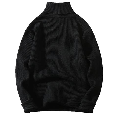 Mens Turtleneck Sweater Cable Knit Sweater Tops Casual Loose Fit Thick