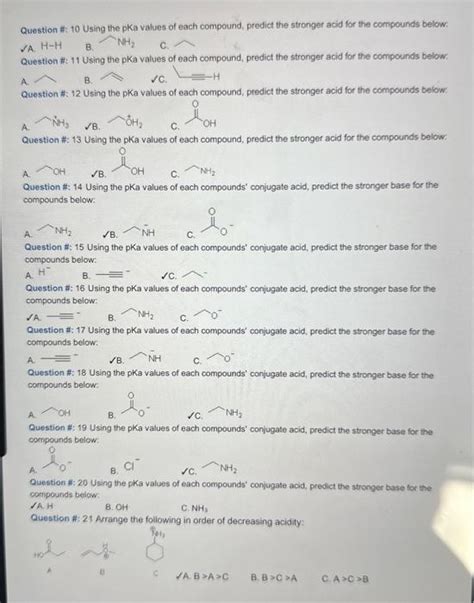 Solved Question Using The PKa Values Of Each Chegg