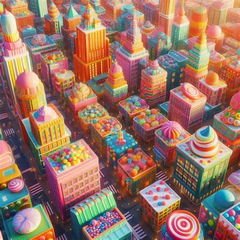Premium Ai Image Magical Candy Land Building Top Scene