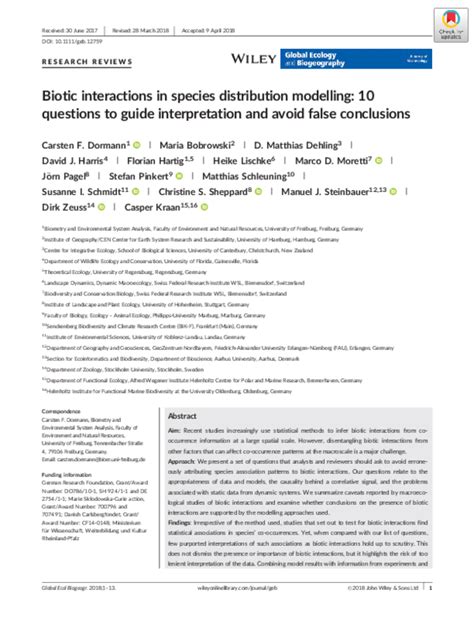 Pdf Biotic Interactions In Species Distribution Models Enhance Model Performance And Shed